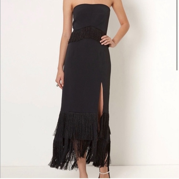 Jonathan Simkhai | Dresses | Jonathan Simkhai Black Strapless Fringe ...